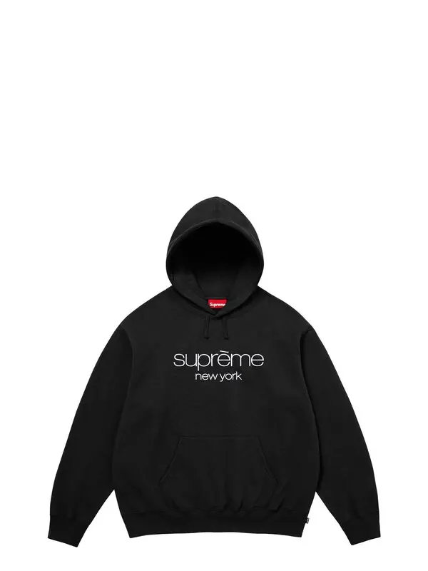 Supreme Classic Logo Hooded Sweatshirt - Black