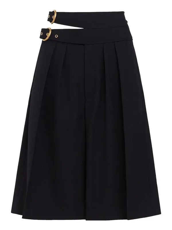 Chloé Belted Wool Bermuda Shorts - Black