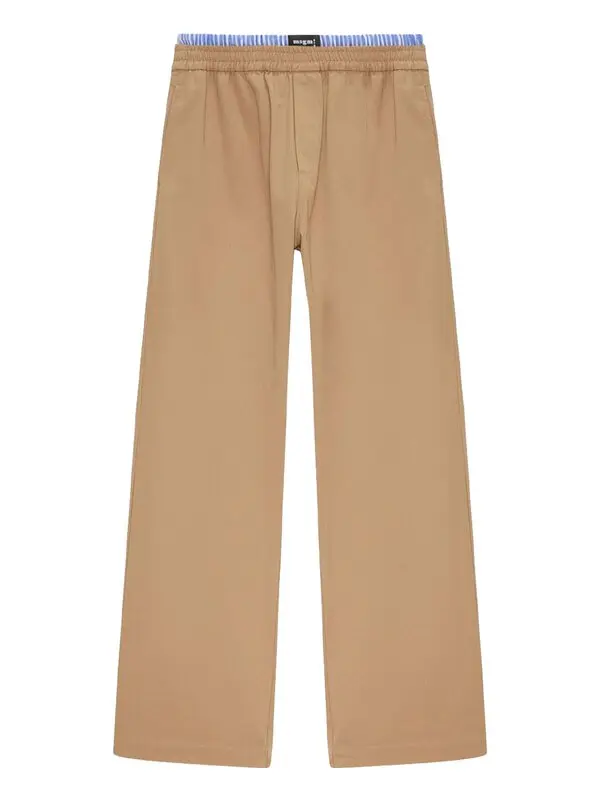 MSGM Wide-leg Cotton Gabardine Trousers - Nude & Neutrals