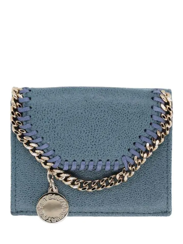 Stella McCartney Falabella Crackled Synthetic Suede Wallet - Blue