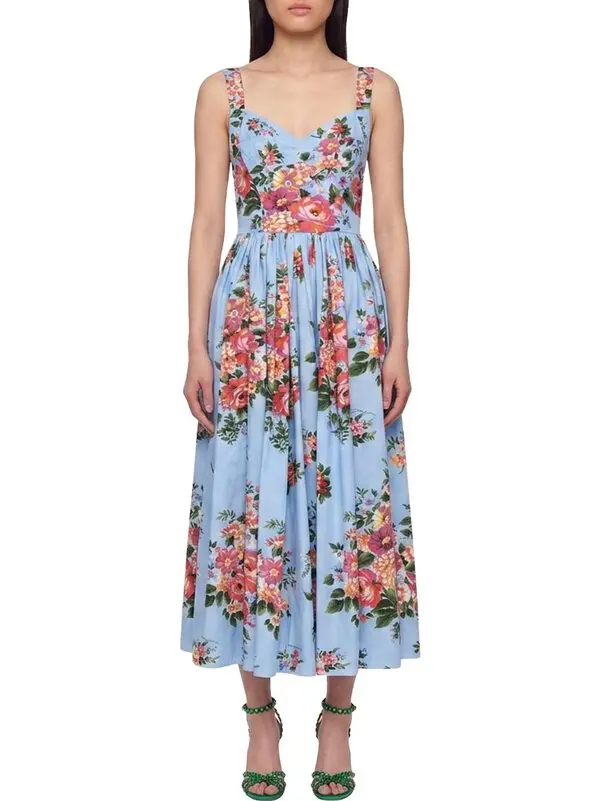 Dolce & Gabbana Floral Print Maxi Dress - White