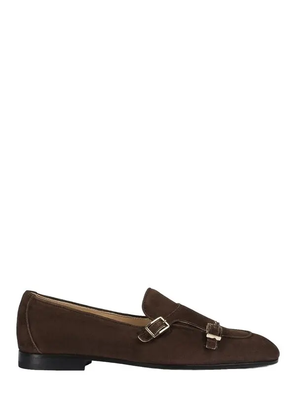 DOUCAL'S Suede Monk Strap Shoes - Coffee
