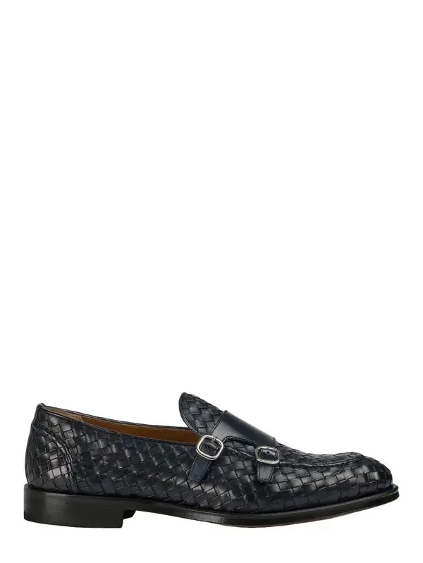 DOUCAL'S Braided Leather Double Monk Strap Shoes - Blue