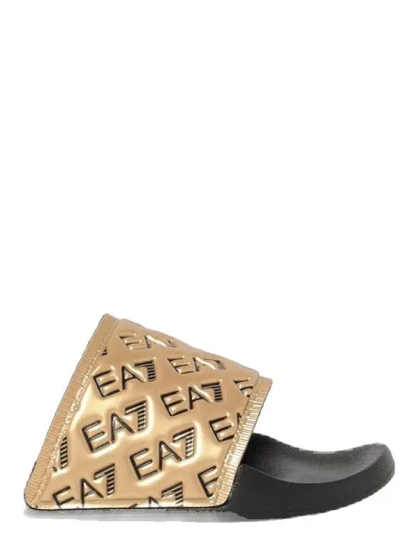 EA7 Slides With Logo Detailing - Gold