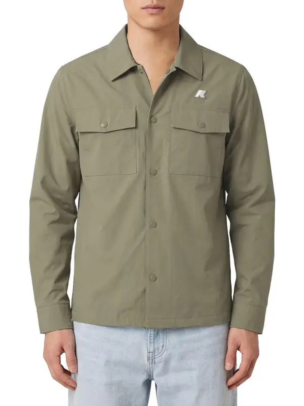 K-WAY Shirt Jacket With Logo Detail - Lichen