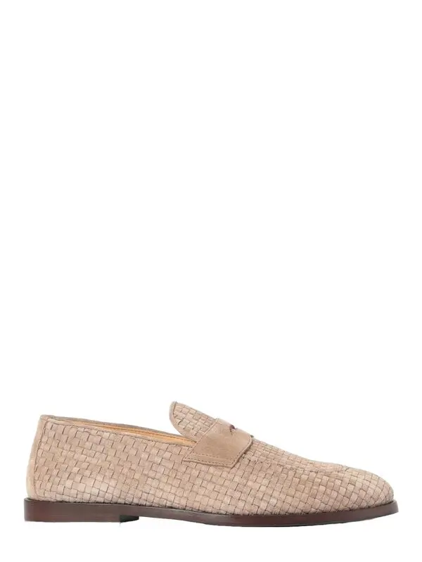 Brunello Cucinelli Braided Suede Loafers - Beige