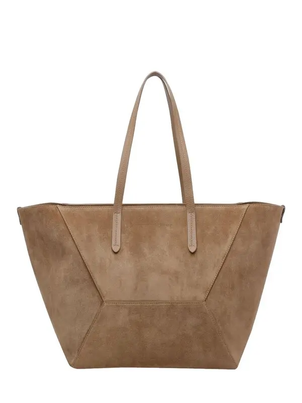 Brunello Cucinelli Suede Tote Bag - Sand