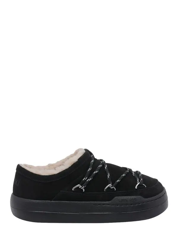 Moon Boot Lace Up Wedge Shoes - Black