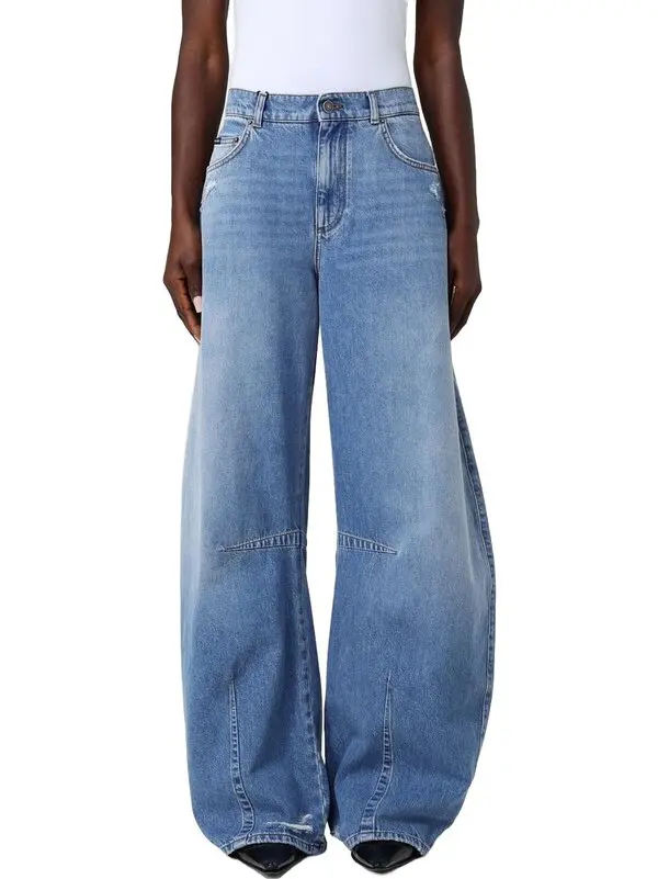 Dolce & Gabbana Baggy Cotton Denim Jeans - Gnawed Blue