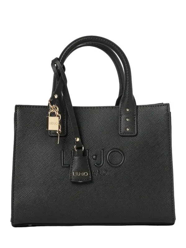 Liu Jo Saffiano Faux Leather Mini Handbag With Padlock Charm - Black