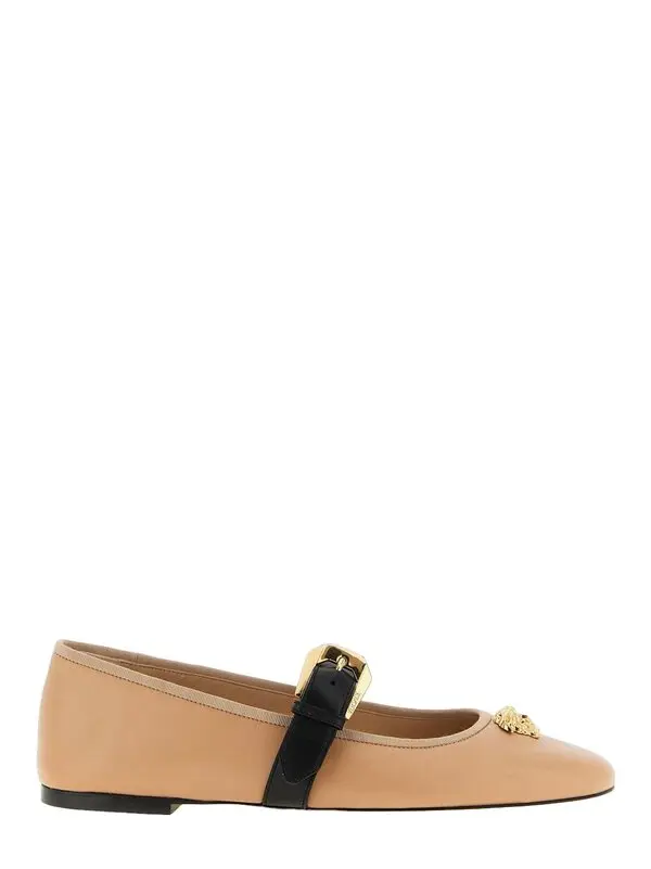 Versace Nappa Leather Mary Jane Ballerina Flats - Pink