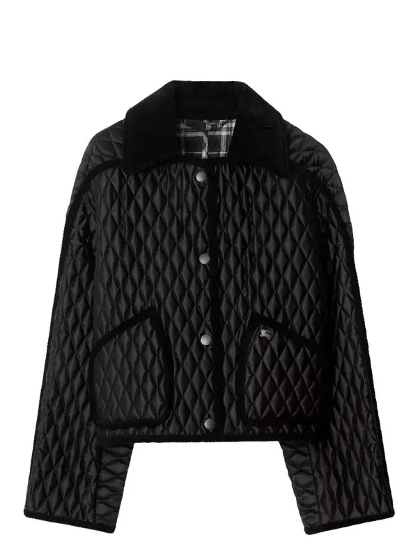 Burberry Quilted Jacket With Corduroy Trim - Black