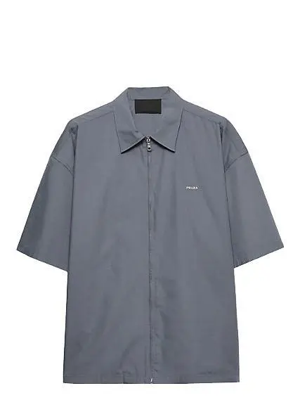 Prada Short-sleeved Technical Cotton Shirt - Grey