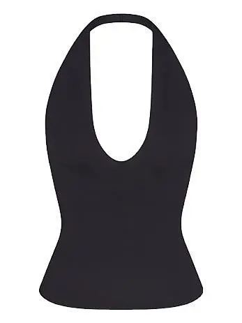 SKIMS Smooth Layers Halterneck Modal-jersey Top - Obsidian