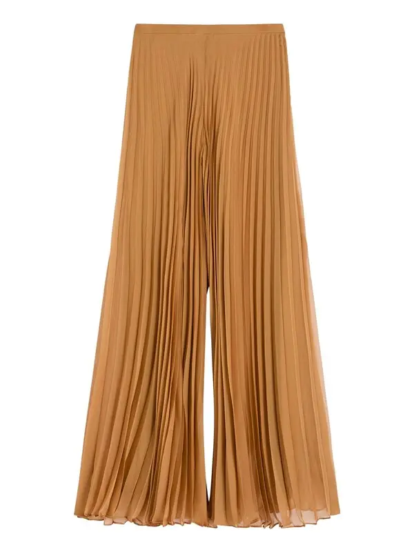 Max Mara Chiffon Pleated Wide-leg Trousers - Beige
