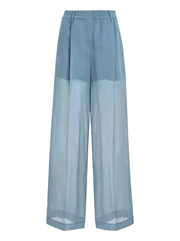 Brunello Cucinelli Cotton Organza Wide-leg Trousers - Blue