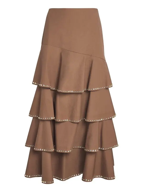 Sandro Cotton Embellished Maxi Skirt - Brown