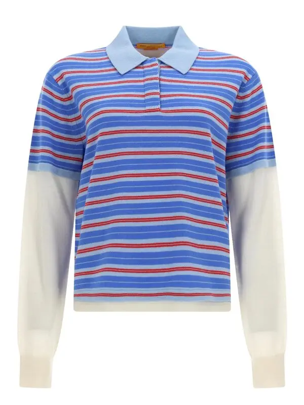 Guest In Residence Layered Stripe Rugby Polo Shirt - Blue