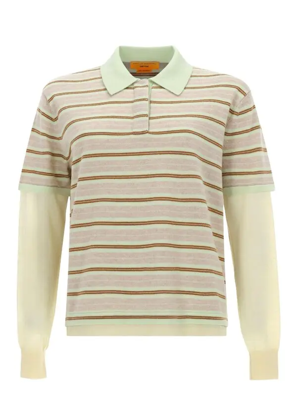 Guest In Residence Layered Stripe Rugby Polo Shirt - Green