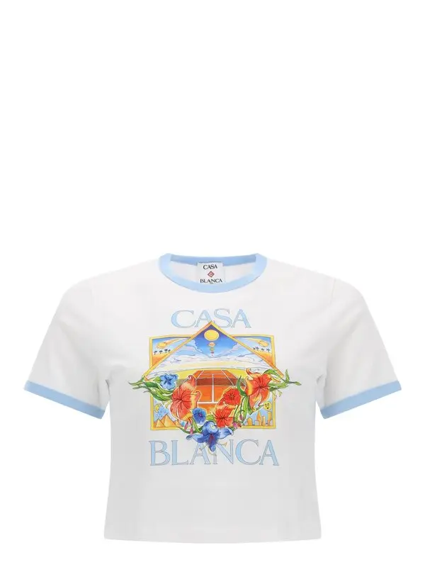 Casablanca Tennis Landscape Ringer T-shirt - White