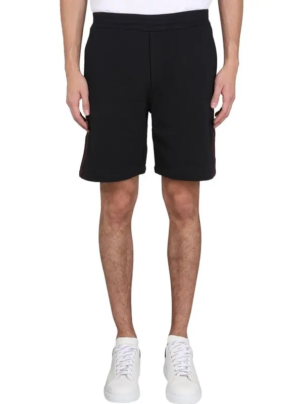 Alexander McQueen Bermuda Shorts With Logo Band - Black