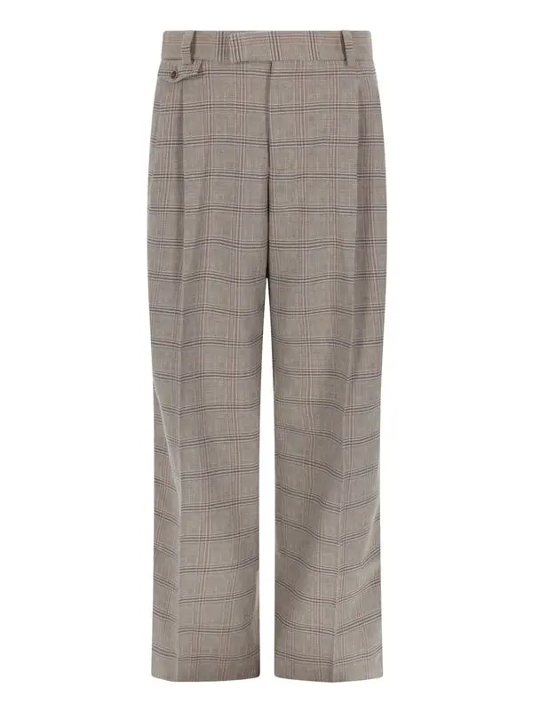 Drole De Monsieur Large Plaid Pants - Beige