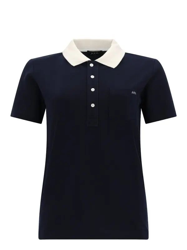 A.p.c. Logo Polo Shirt With Contrasting Collar - Blue