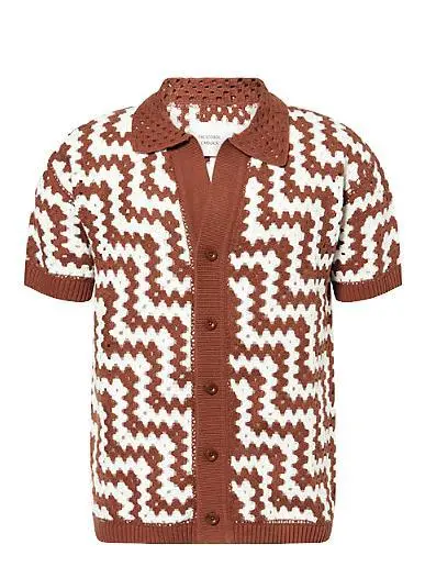 Frescobol Carioca Pinto Cotton Crochet Cardigan - Brown