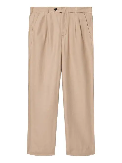 ALLSAINTS Roland Straight-leg Cotton And Linen-blend Trousers - Nutmeg Brown