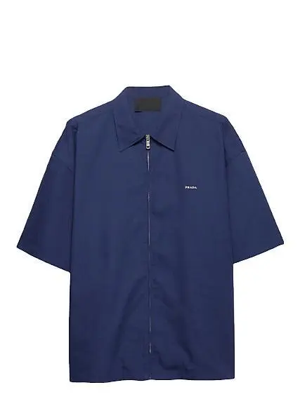 Prada Short-sleeved Technical Cotton Shirt - Blue