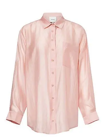 REFORMATION Eli Oversized Woven Shirt - Sheer Pink
