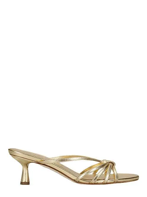 AeydĒ Abby Leather Heeled Mules - Gold