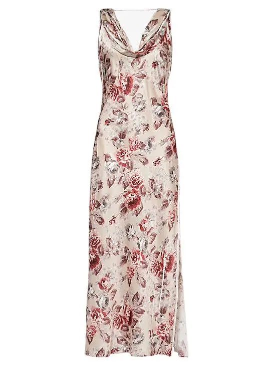 Acne Studios Dotti Floral-print Satin Midi Dress - Multi Beige