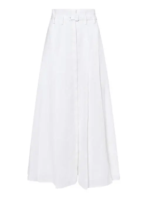 Gabriela Hearst Belted Linen Midi Skirt - White