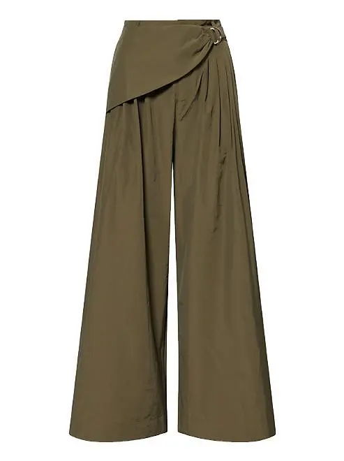 DAMSON MADDER Fabia Belted Cotton-blend Trousers - Khaki