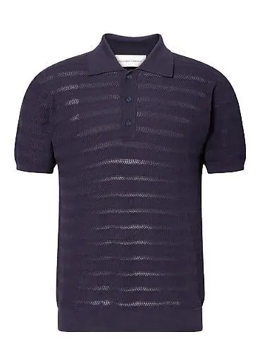 Frescobol Carioca Vidal Cotton Button-up Polo Shirt - Navy