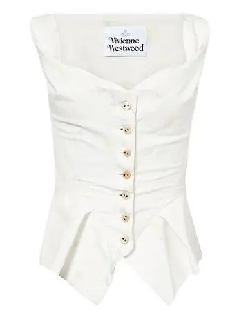 VIVIENNE WESTWOOD Monday Embroidered Cotton-blend Waistcoat - White Flowers