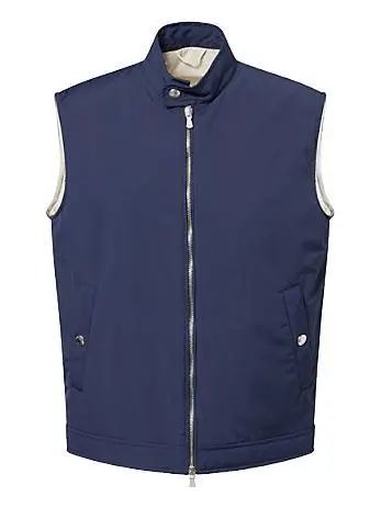 Eleventy Snap-collar Shell Gilet - Blue