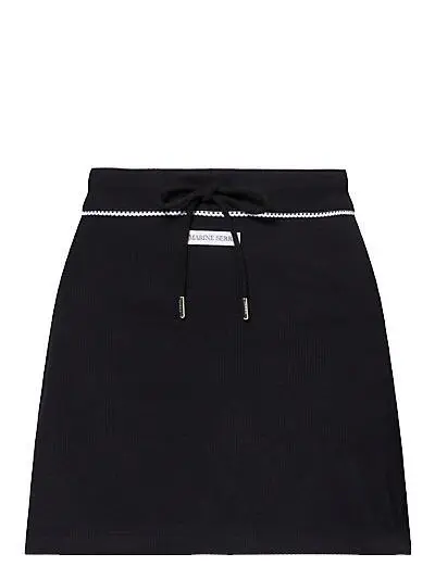 MARINE SERRE Contrast-trim Ribbed Mini Skirt - Black