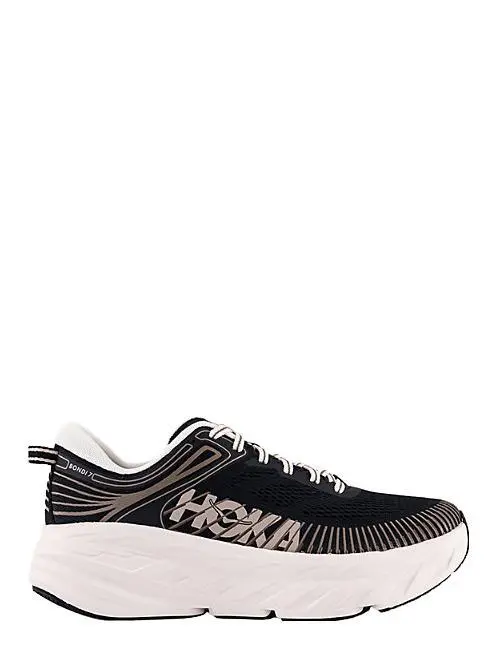 DECKERS HOKA Bondi 7 Woven Trainers - Black Rose Cream F