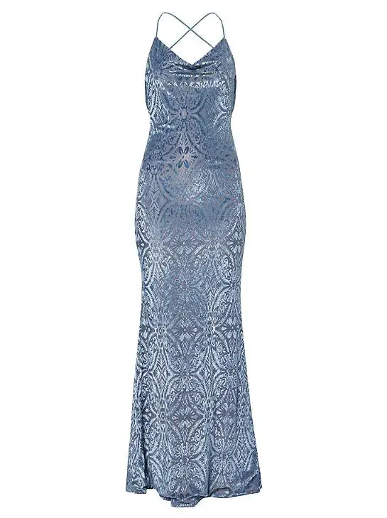 GRACEJACOB Woven Maxi Dress - Blue