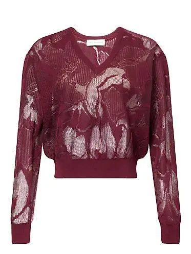 Dries Van Noten Lace Woven Cotton-knit Jumper - Bordeaux