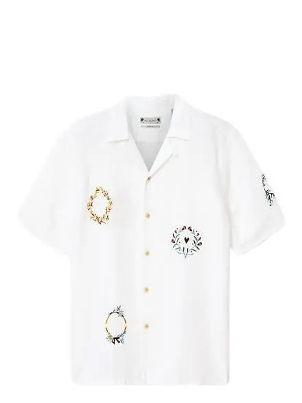 ALLSAINTS Deck Graphic-embroidered Linen Shirt - Ecru