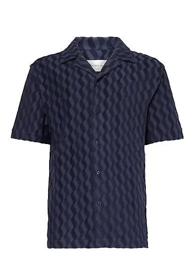 Frescobol Carioca Roberto Embossed Terry Shirt - Midnight-blue