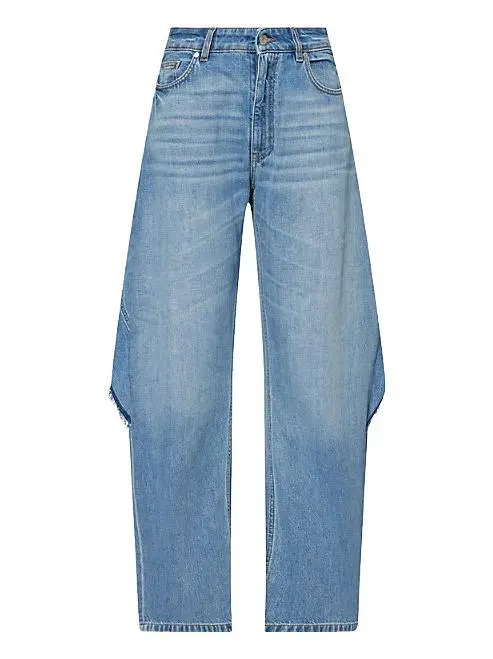 Stella McCartney Relaxed Curve Deconstructed Denim Jeans - Mid Blue