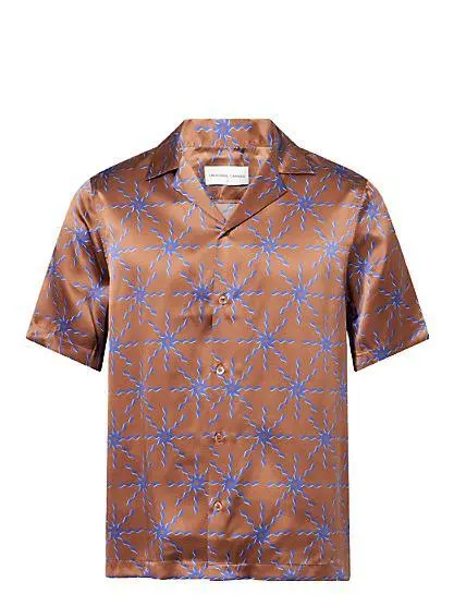 Frescobol Carioca Roberto Printed Silk Shirt - Brown
