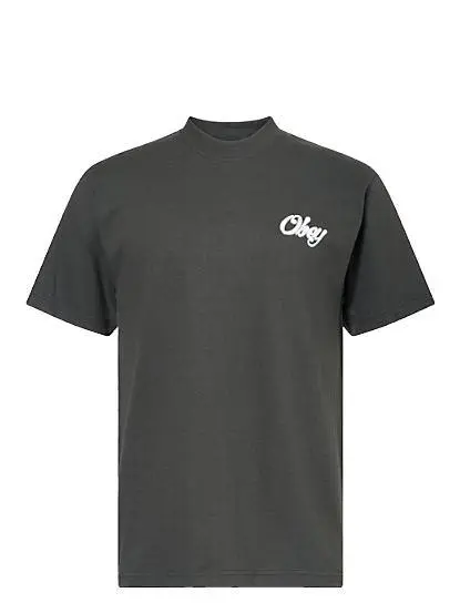 Obey Airbrushed Rose Graphic Cotton-jersey T-shirt - Black