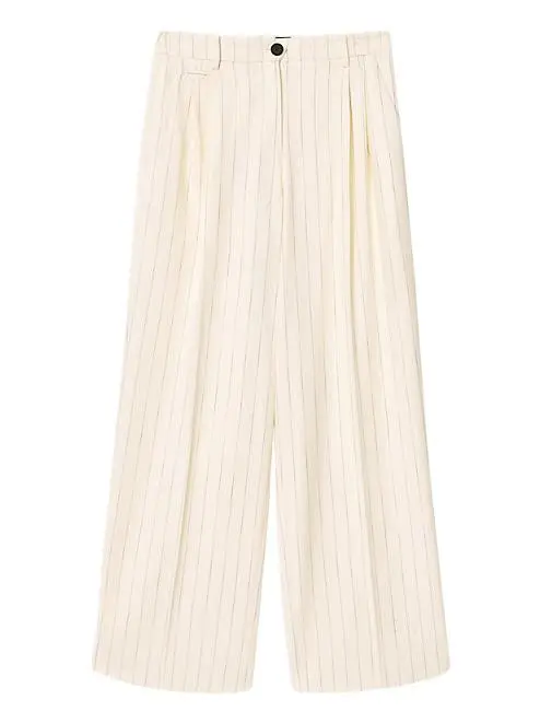 ALLSAINTS Olga Wide-leg Striped Trousers - Cream White