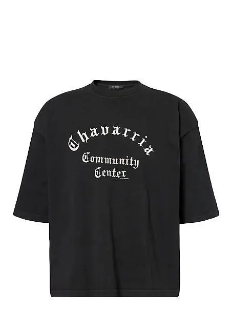 WILLY CHAVARRIA Community Center Buffalo Oversized Cotton-jersey T-shirt - Black Beauty