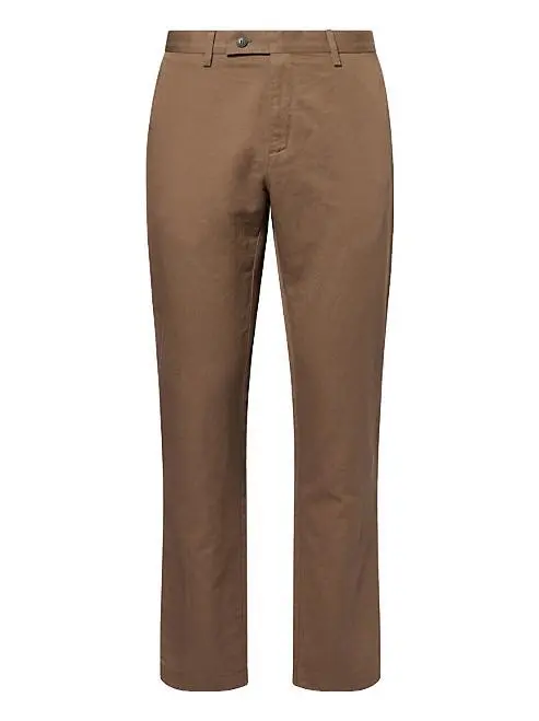 Sunspel Slim-leg Cotton And Linen Trousers - Dark Cedar26